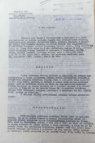 SEAD REKIĆ ZA STAV (1): Tjerali su me da priznam da sam htio ubiti ...