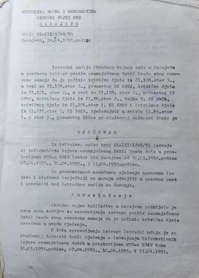 SEAD REKIĆ ZA STAV (1): Tjerali su me da priznam da sam htio ubiti ...